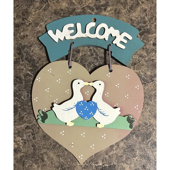 Unbranded | Holiday | Vintage Wooden Welcome Sign Blue Winter Geese ...